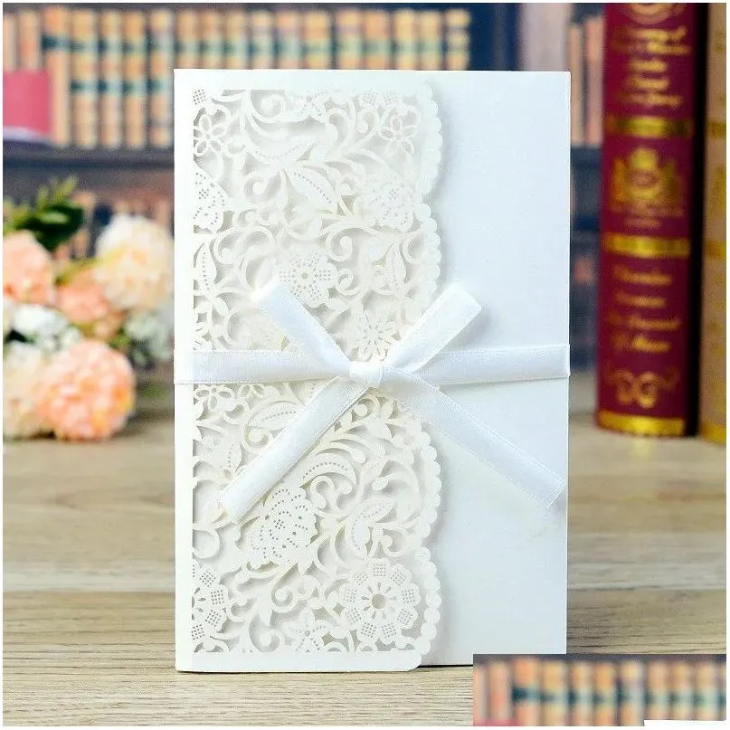 DHgate.com:Hollow Lace Wedding Invitations Cards with Envelopes (Pack ...