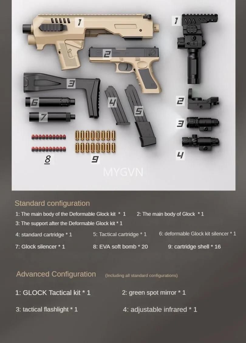 Double Shaped Deformable Soft Bullet Launcher Miui With Flashlight ...