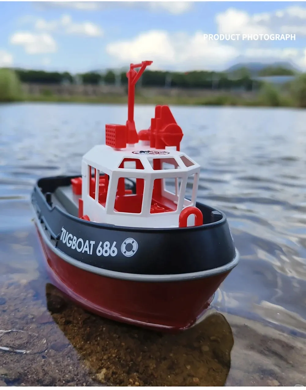 Remote Control Tugboat Toy - Electric Water Simulation Cargo Ship Model ...