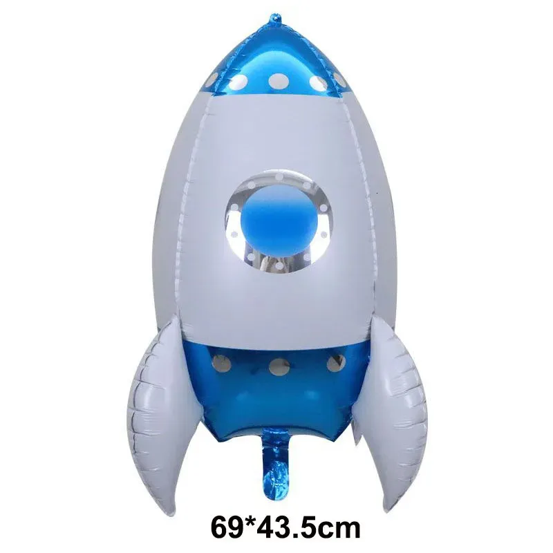 4d Standing Foil Inflatable Rocket Balloons, Outer Space Theme Birthday ...