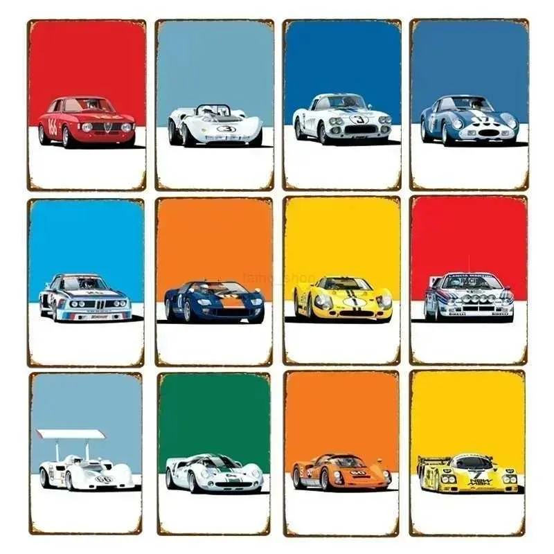 Vintage Racing Car sign of tin Pin Up Poster - Metal...