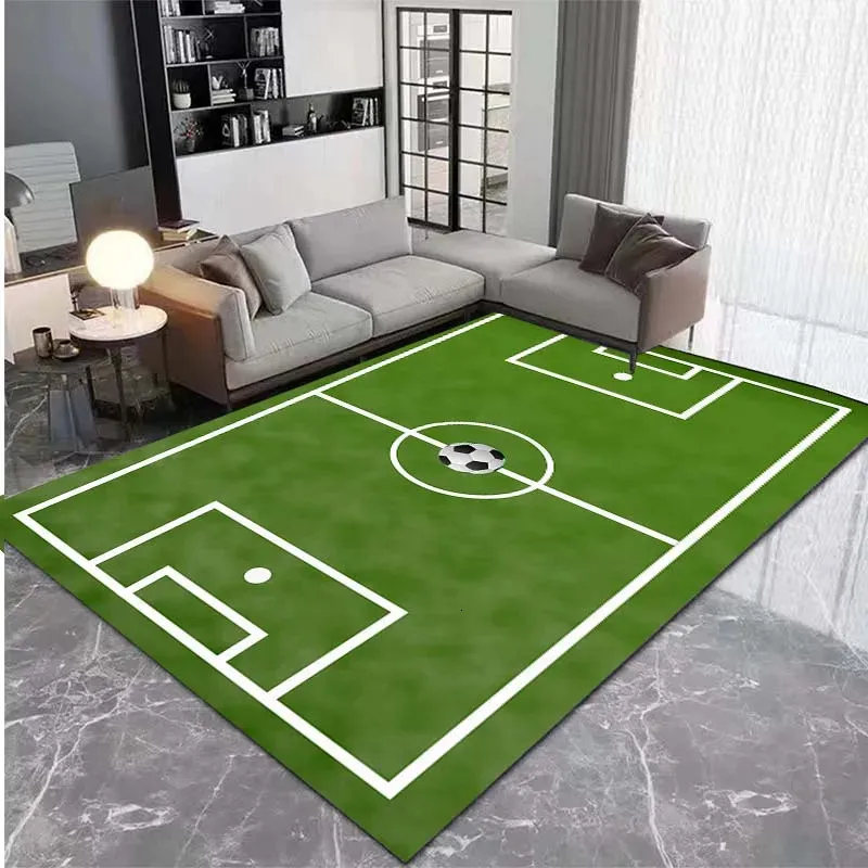 Football Field Gaming Rug Soccer Themed Non Slip Soft Floor Mat For ...