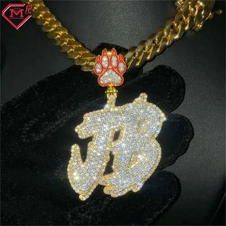 Custom Moissanite Claw Bail Custom Iced Out Pendant With Iced Out ...