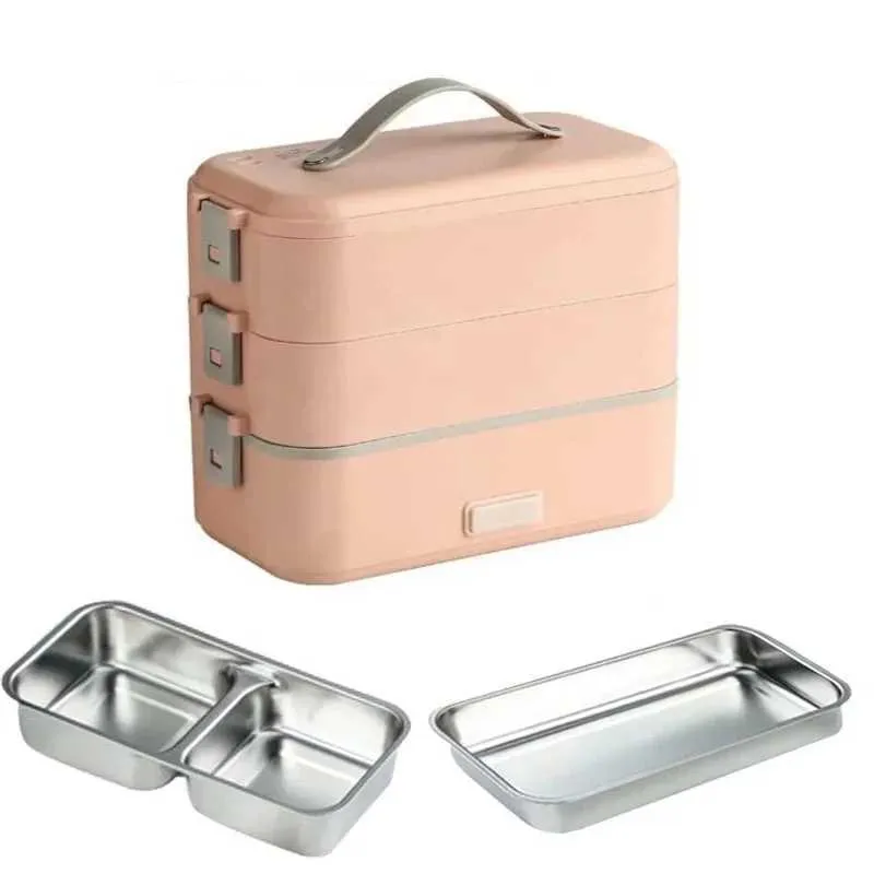 Portable Electric Lunch Box - 1.2L Stainless Steel Food Heater, 3-Layer ...