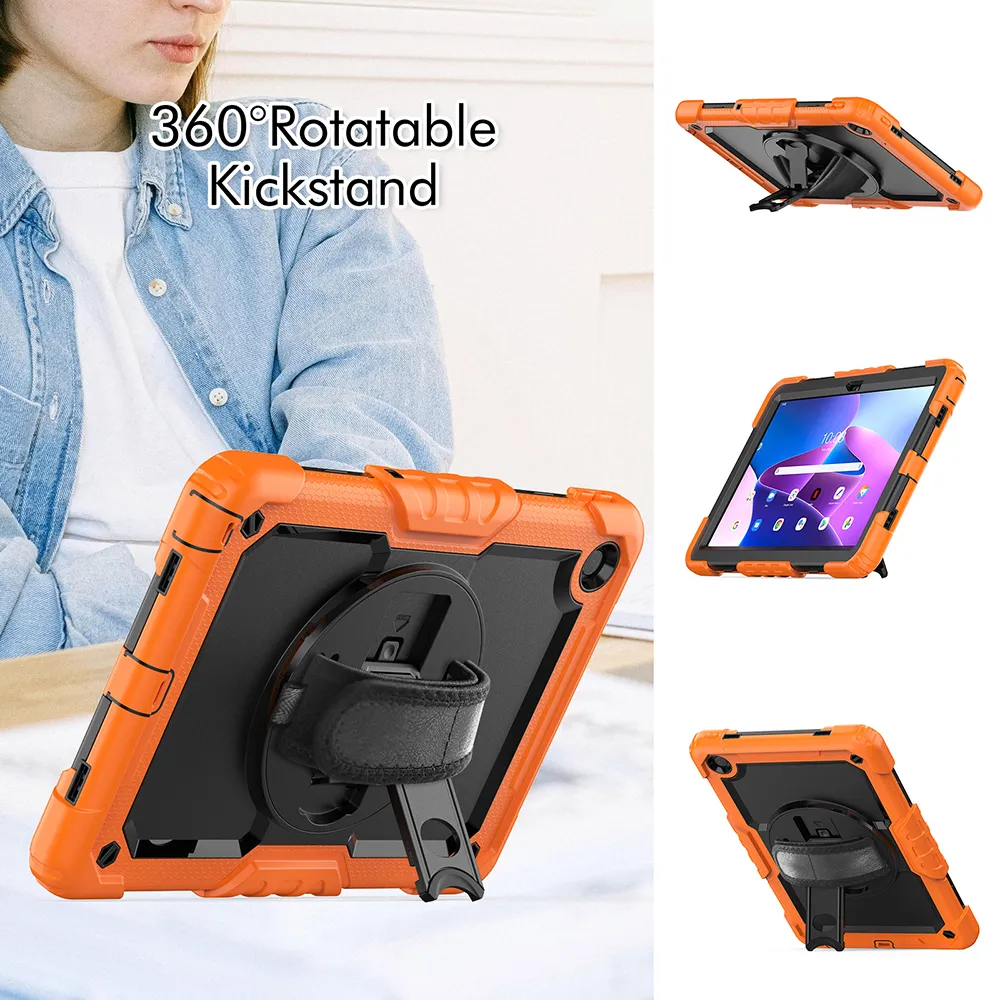 Heavy-Duty Tablet Cover: Shockproof Armor, Rotating Stand & Hand Strap ...