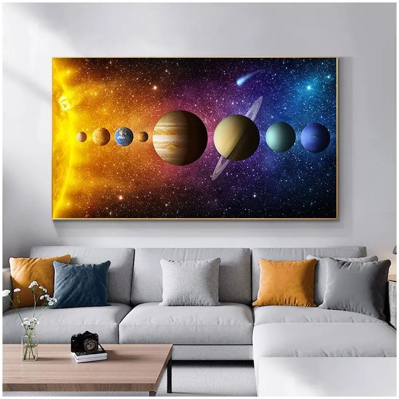 Solar System Universe Canvas Space Wall Art For Living Room Decor Neba ...