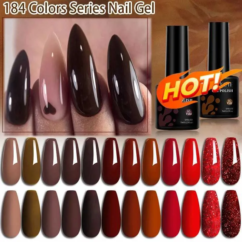 DHgate.com:LILYCUTE Coffee Brown Gel Nail Polish Kit, Includes Semi ...
