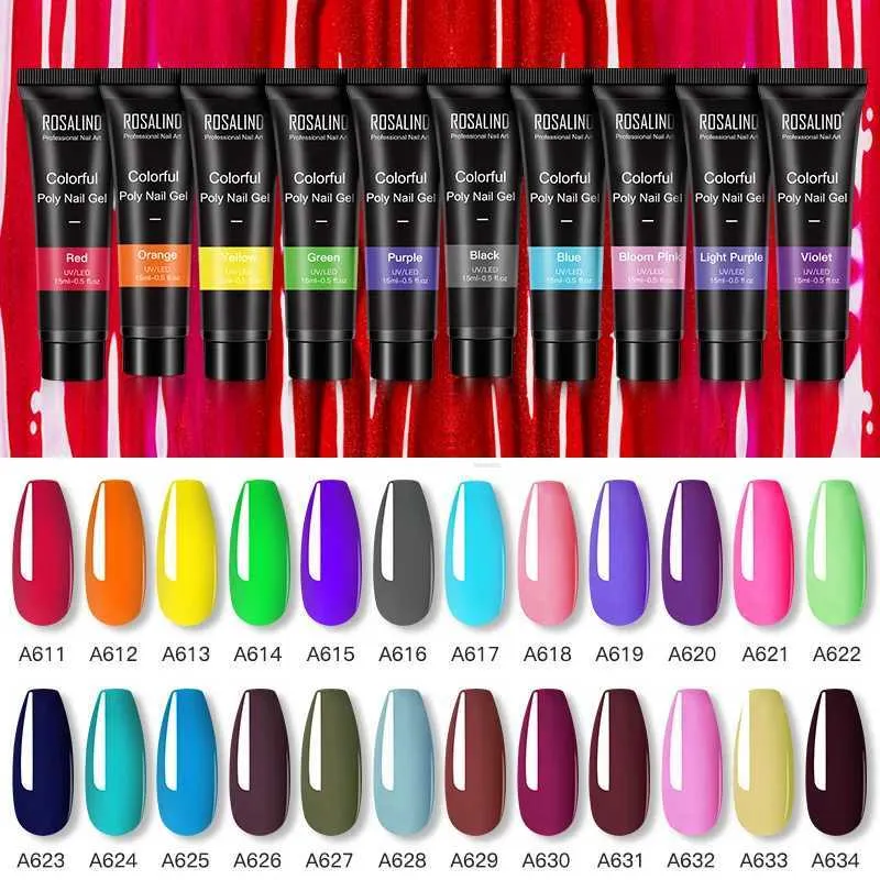Colorful Poly Nail Gel Kit - 15ml Fast Extension Acrylic Builder Gel ...