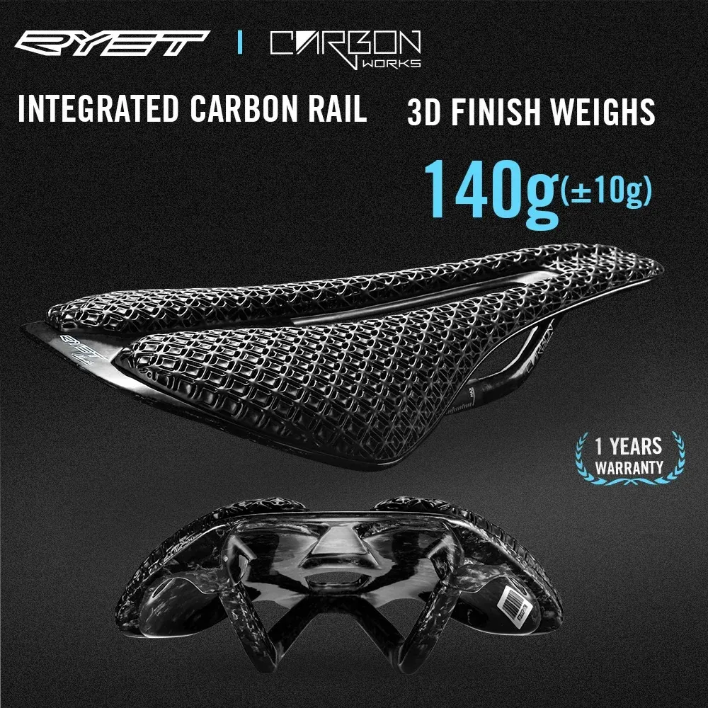 RYET Ultralight Carbon 3D Printed Bicycle Saddle 135mm/105g For MTB, Gravel, Road Bike Seat High ...