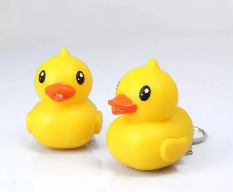 Cute Yellow Duck Keychain with LED & Sound - Rubber Ducky Keyring, Fun ...