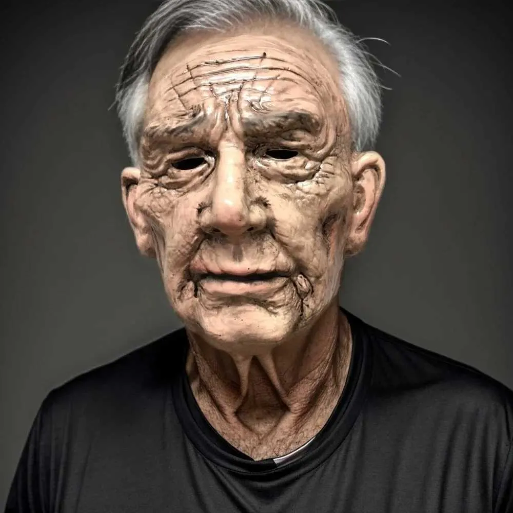 Old Man Woman Mask Funny Old Man Halloween Cosplay Party PVC Masks ...
