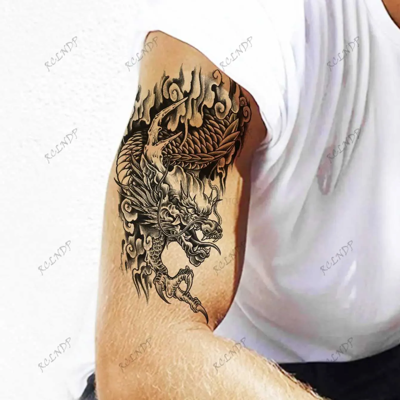 Mens Dragon Tattoos Waterproof Temporary Tattoo, Large Dragon And ...