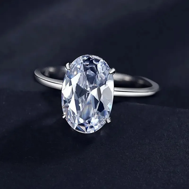 S925 Sterling Silver Oval 4.5 Carat Engagement Ring for Women, Wedding ...