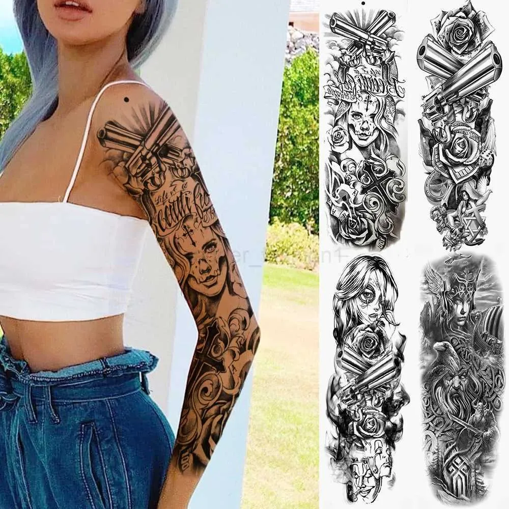 Realistic Full Arm Arm Sleeve Tattoo Temporary Sticker For Women And ...