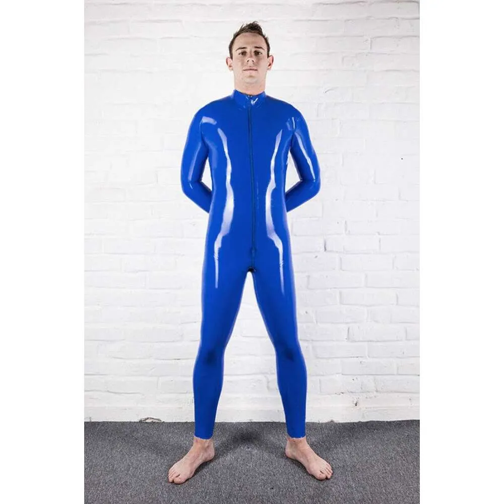 Dark Blue 100% Latex Rubber Gummi Spandex Full Bodysuit Catsuit
