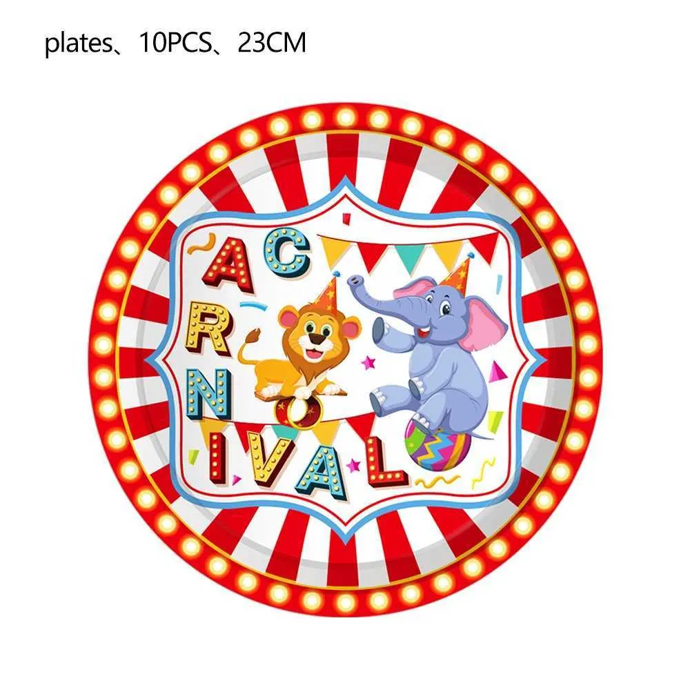Circus Carnival Party Supplies: Striped Animals, Balloons & Tableware ...