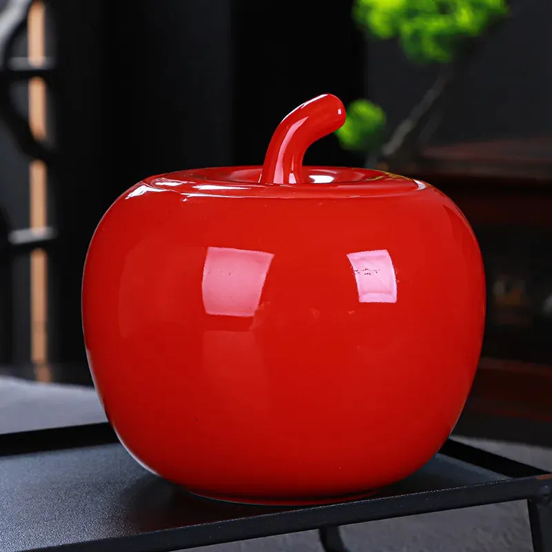 Ceramic Apple Tea Caddy - Decorative Kitchen Food Storage Container ...