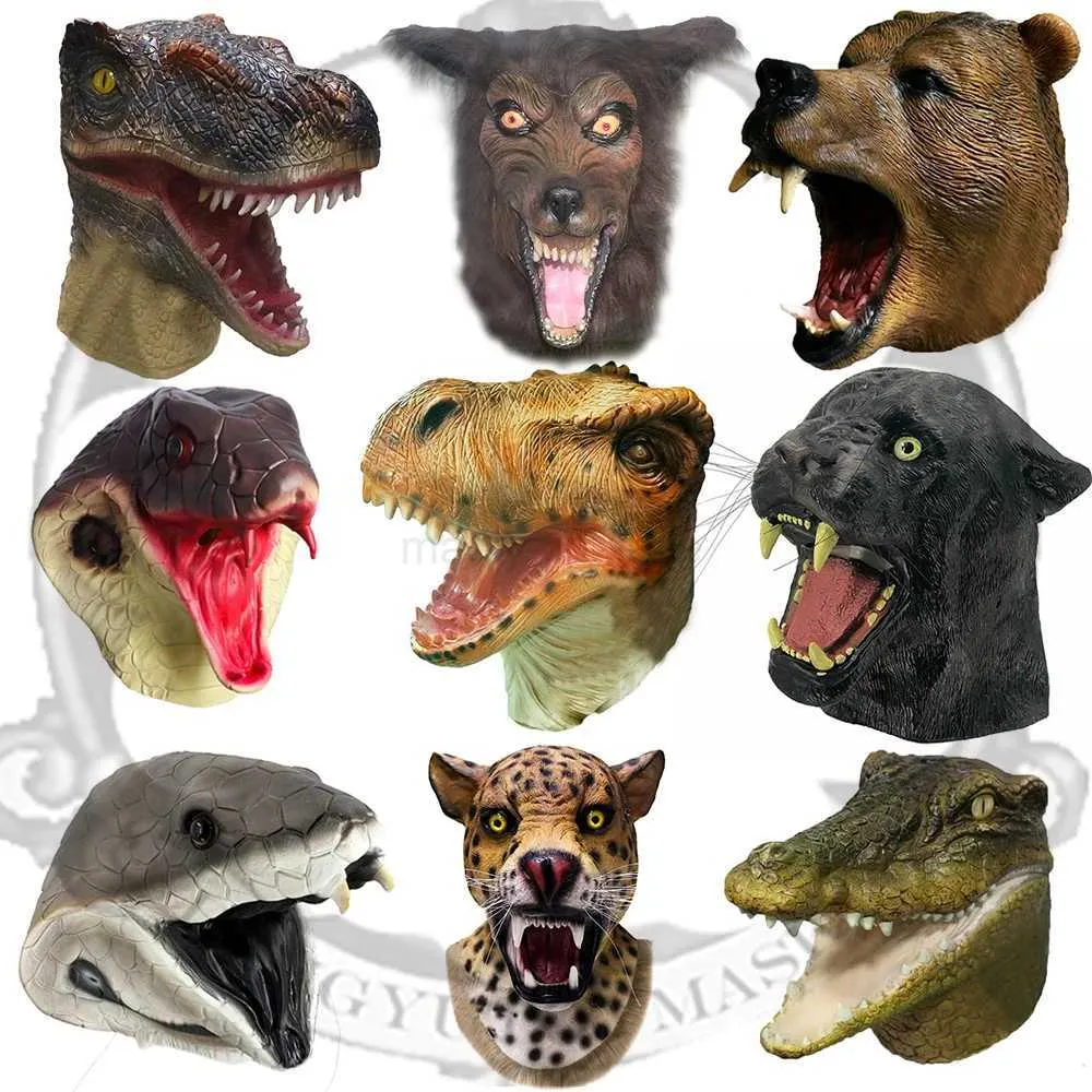 Horror Animal Head Latex Animal Face Mask Snake, Bear, Dragon, Leopard ...
