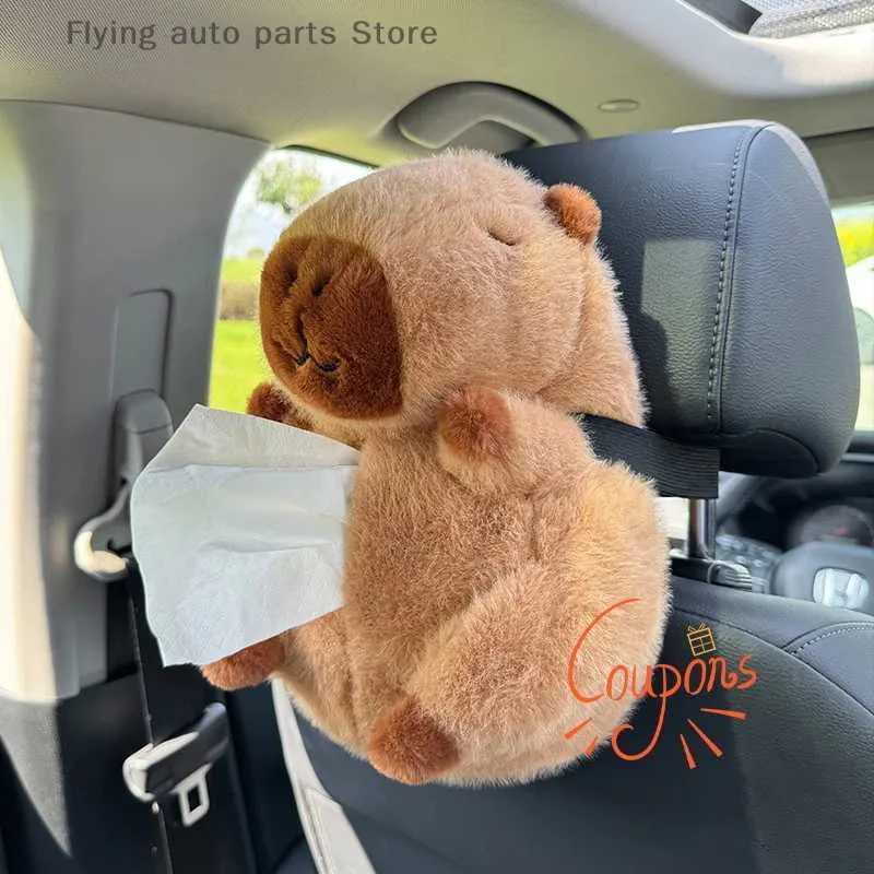 Cute Capybara Plush Auto Visor Tissue Holder Multifunctional Cartoon ...