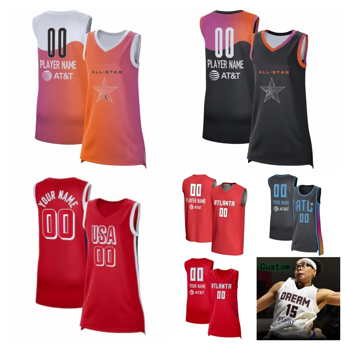 2024 Atlanta Dream Sublimated Basketball Uniforms Featuring Allisha Gray, Rhyne Howard, Tina ...