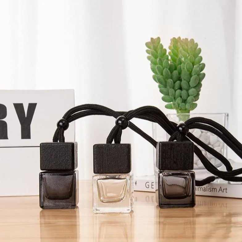 Mini Square Car Diffuser: 8ml Black Frosted Glass Perfume Bottle with ...