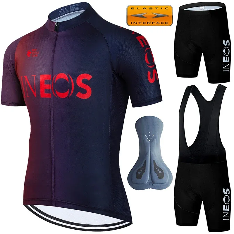 Cycling Clothing Set: INEOS Men's Summer Cycle Jersey and Shorts, Laser ...