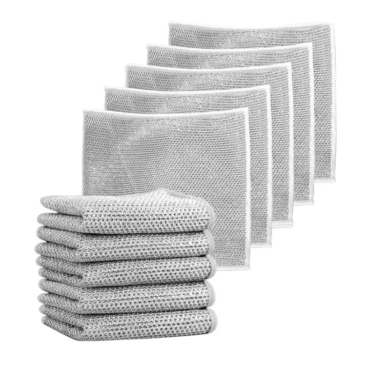 Heavy Duty Dishwashing Rags - Double Layer Wire Scrub Cloths, Reusable ...