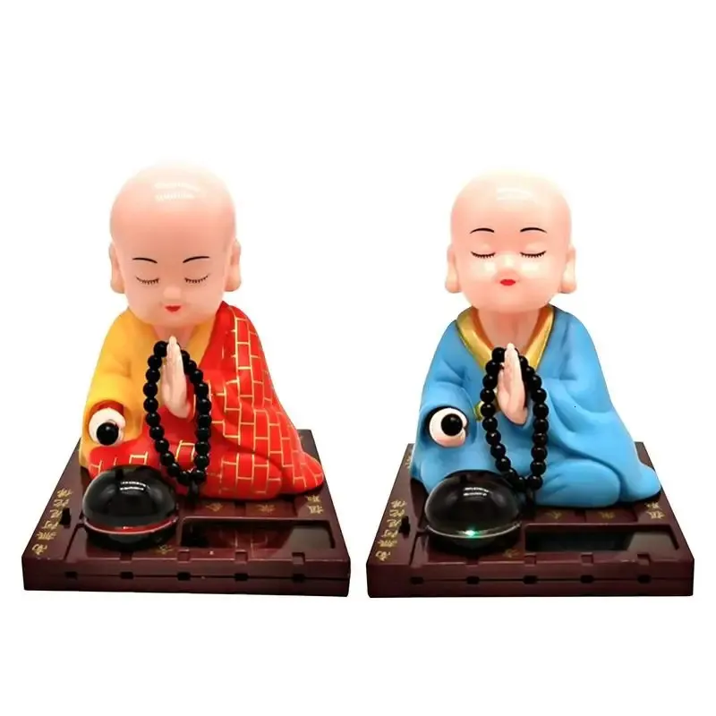Solar Powered Bobble Head Dancing Toy Buddhist Monk Figurines Statues ...