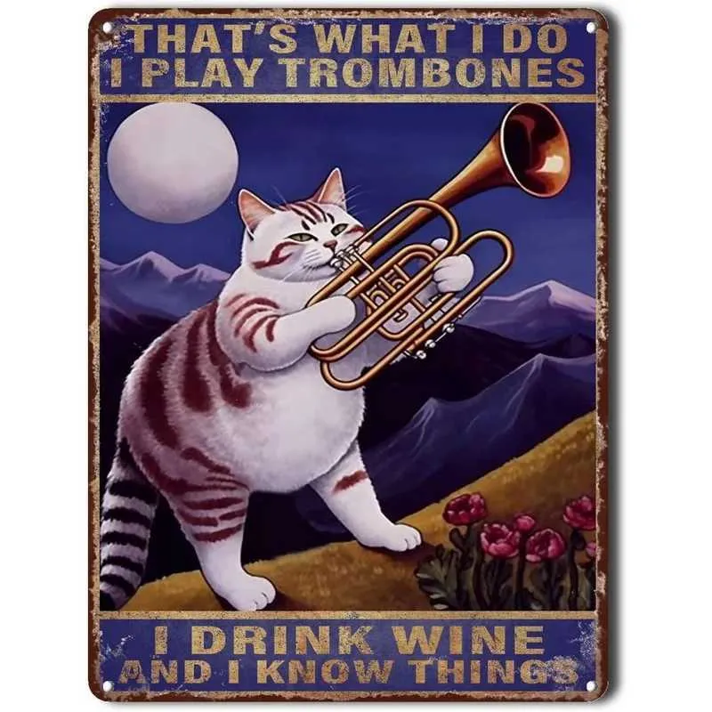 Vintage Metal Tin Sign - Retro Cat Coffee, Funny Kitchen Wall Decor ...