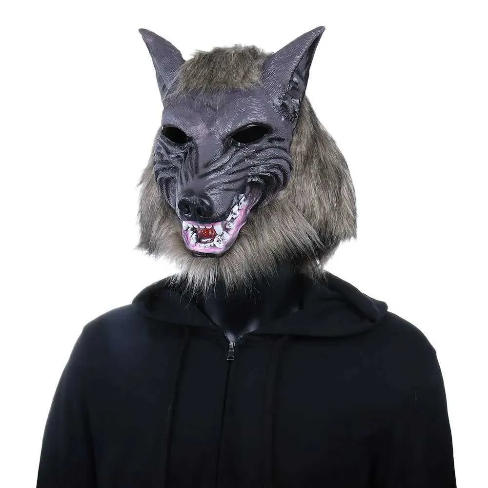 Werewolf Mask Realistic Bloody Wolf Head Latex Helmet For Halloween ...