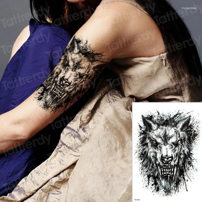 Fierce Wolf Beast Fake Wolf Tattoo Stickers Waterproof Hand Animal ...