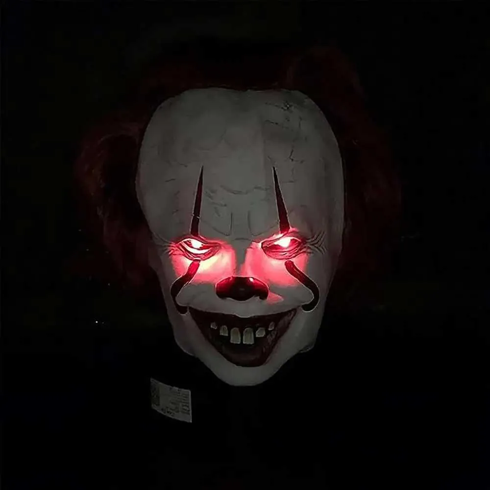 GrimaceCarnival Horror Clown Mask With LED Lights Adjustable Light Up ...