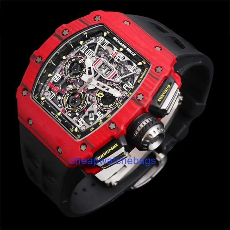 Red Magic Full Hollow Automatic Chronograph RM Black Wristwatch RM11 03 ...