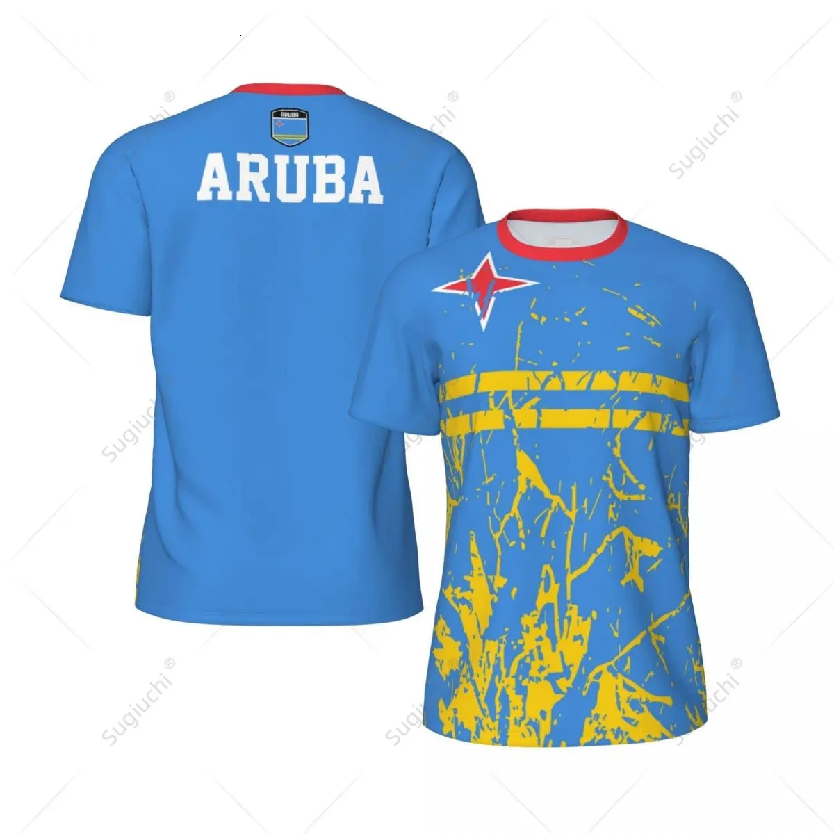 Aruba Flag Grain 3D Printed Mens Sports Jersey Exclusive Design For Running, Biking, Soccer ...