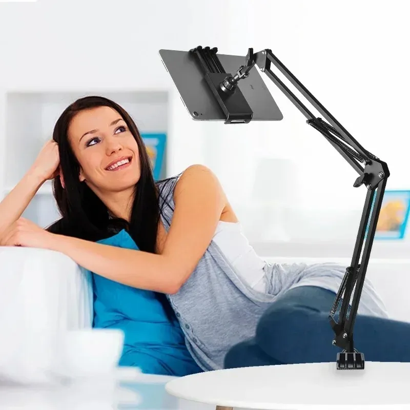 360° Rotating Tablet Holder - Adjustable Long Arm Bed & Desk Mount for ...