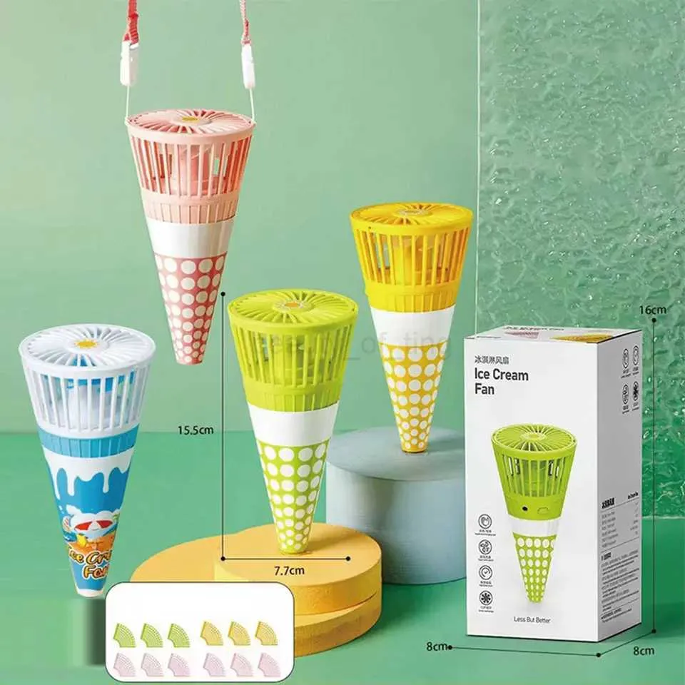 Ice Cream Design Rechargeable Necklace Fan - Small, Quiet, & Portable ...