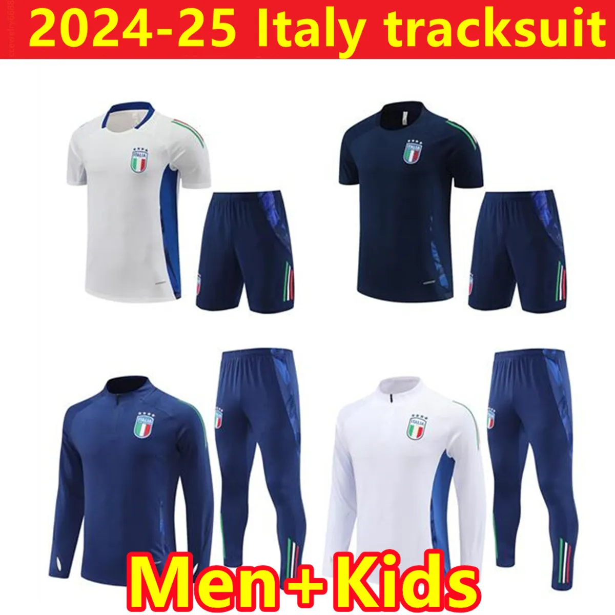 Italy Soccer Set Full Zipper Training Suit For Men, Kids, And Boys 2021 ...