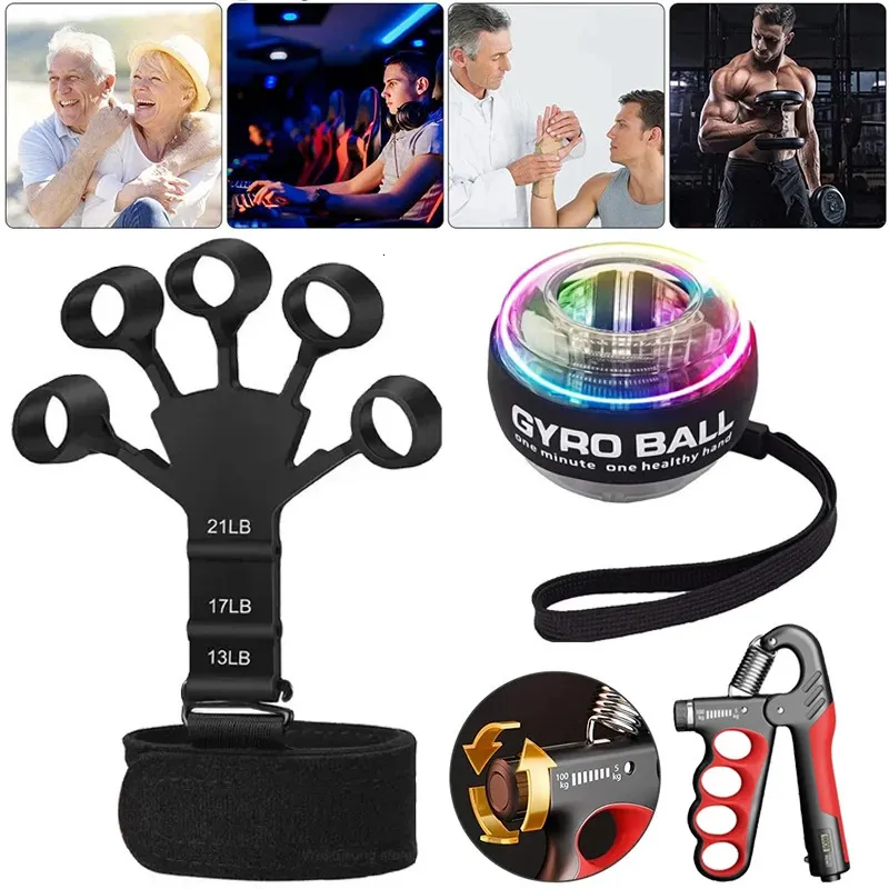LED Gyroscopic Ball Autostart Range Gyro Power Wrist Self Start Fitness ...