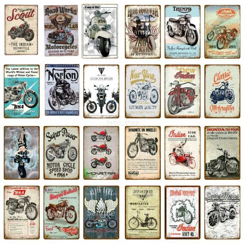 Motor Rider Tin Sign Motorcycle Club Garage Wall Stickers Metal Signs ...