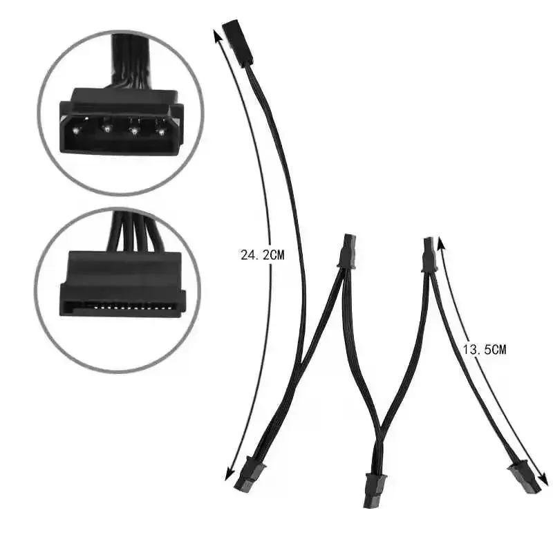 4 Pin Male To SATA 15 Pin Female Power Supply Cable 1 To 5 Cord Hard ...