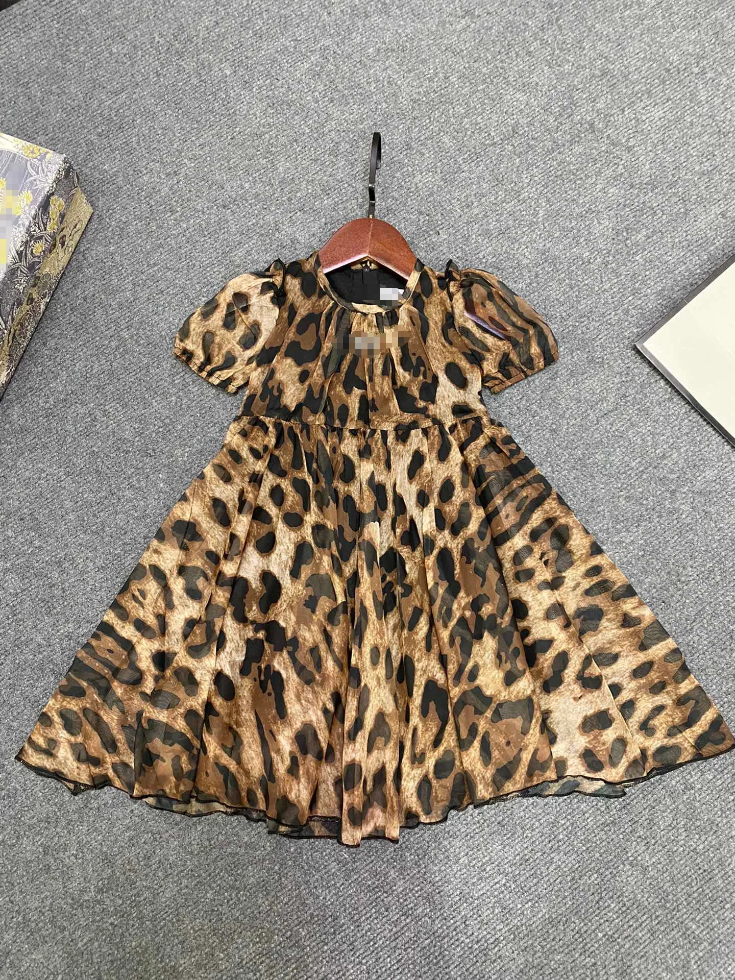 Leopard Chiffon Dress For Girls Cap Sleeve One Piece Dress For Kids ...