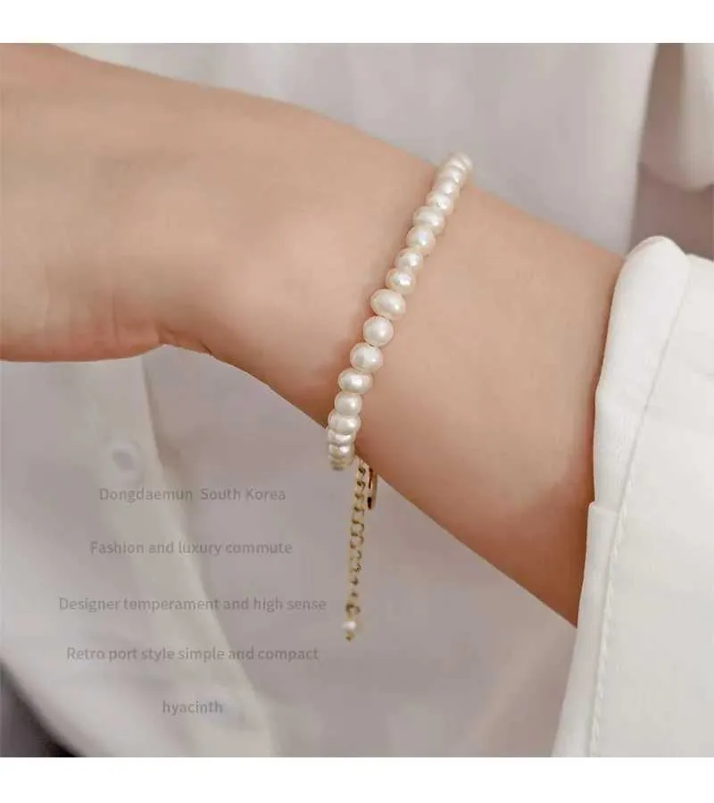 Luxury Female Ins 14k Exquisite Light Design Bag Pearl Jinfu Bracelet Niche Brand Hand Natural ...