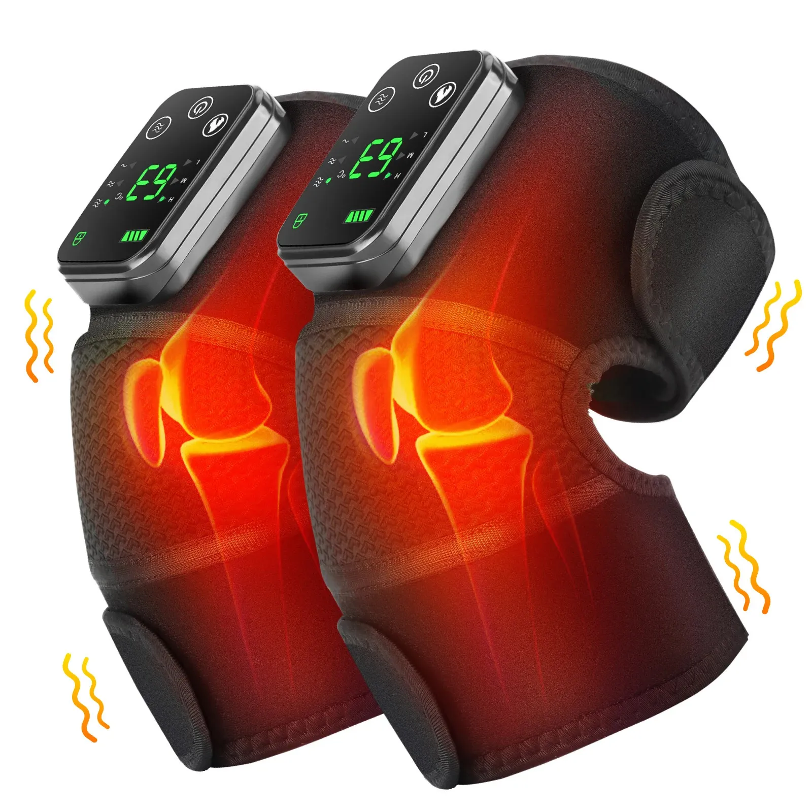 3-in-1 Heated Knee Massager - Shoulder, Elbow Support, Vibration ...
