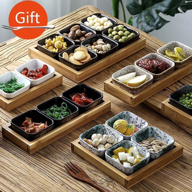 Ceramic Divided Fruit Plate Japanese Style Salad And Snack Dish Set ...