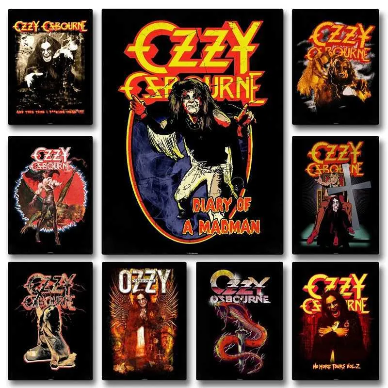 Retro Ozzy Osbourne Poster Canvas Art - Heavy Metal Rock Band HD Print ...