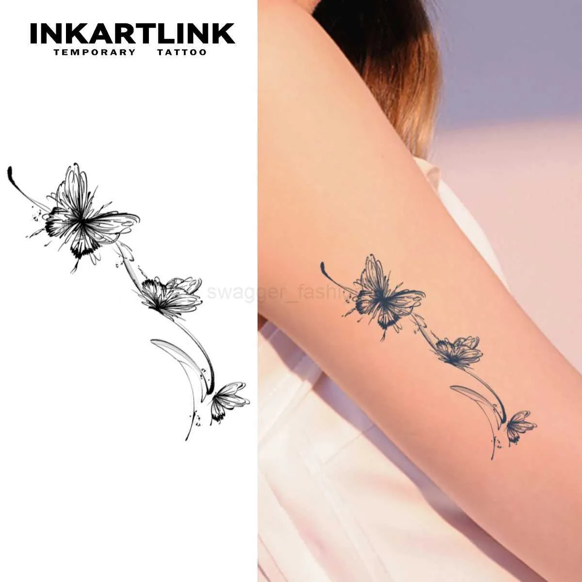 Butterfly Temporary Tattoo Sticker Waterproof Magic Tattoo Lasts To 15 ...