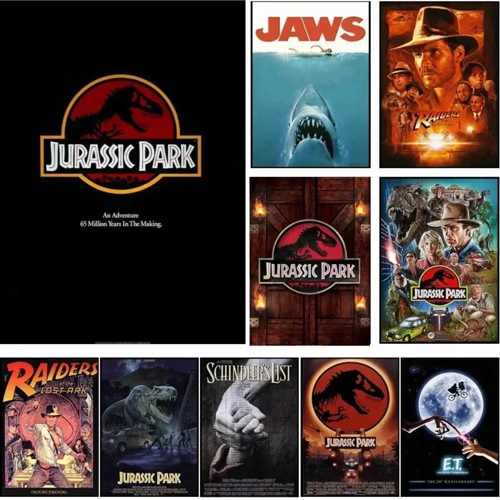 Dinosaur Decorations Canvas Art: Retro Movie Themed Wall Decor For ...