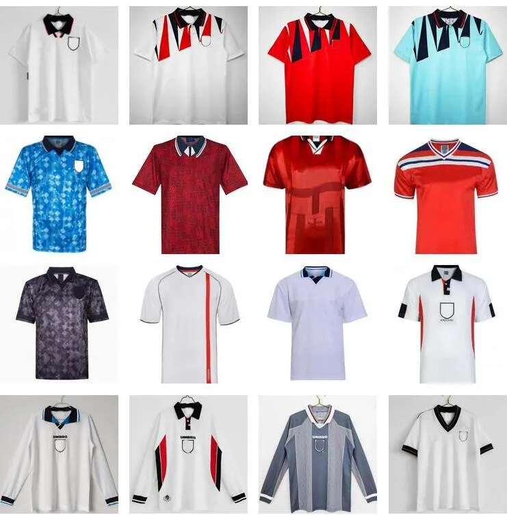 82 86 02 08 Inglaterra Retro Soccer Jersey 1990 1994 1992 1996 1998 ...