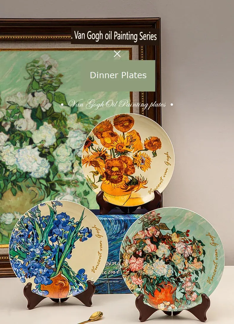 Van Gogh Bone China Decorative Plate: Oil Painting Ceramic Wall Hanging ...