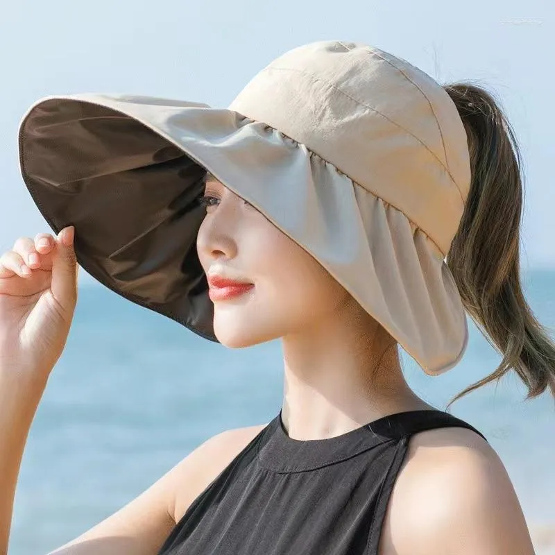 Womens Black Rubber Sunscreen Sun Protection Baseball Cap With Large ...